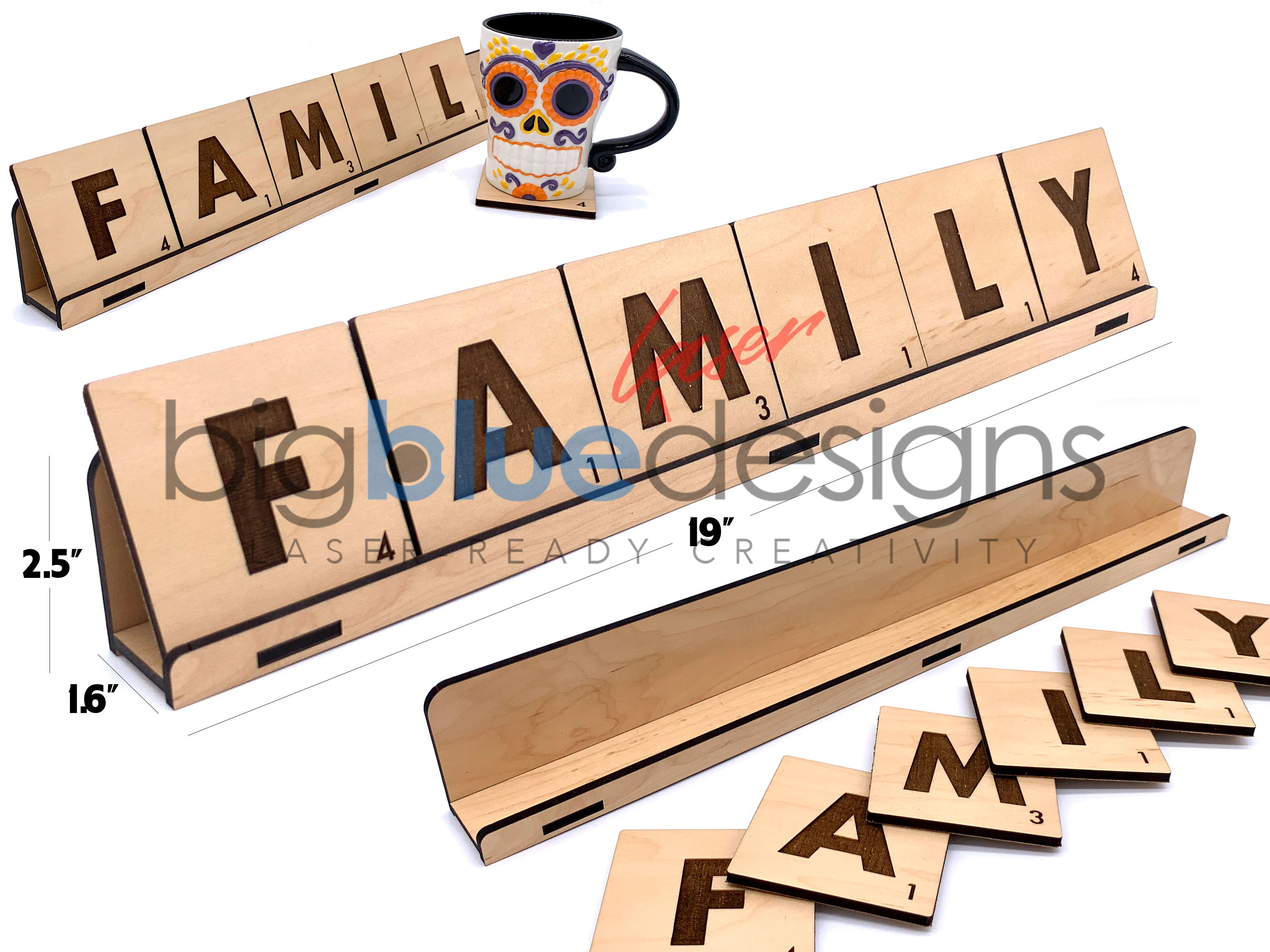 Scrabble Style Coasters With Tile Rack - Pdf+svg Laser Cut Files ...
