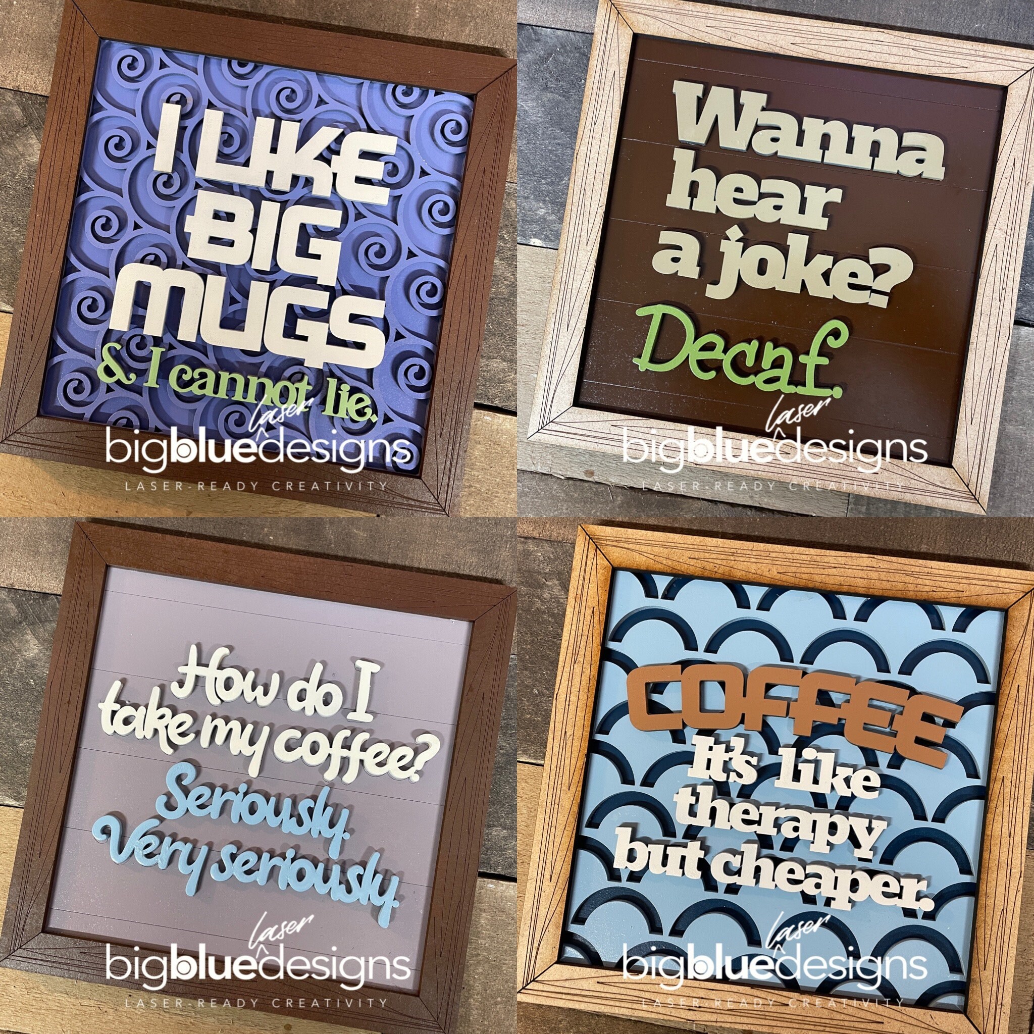 Set 0f (10) 8" Square Signs - Coffee Themed - Ai + Pdf + Svg + Dxf ...