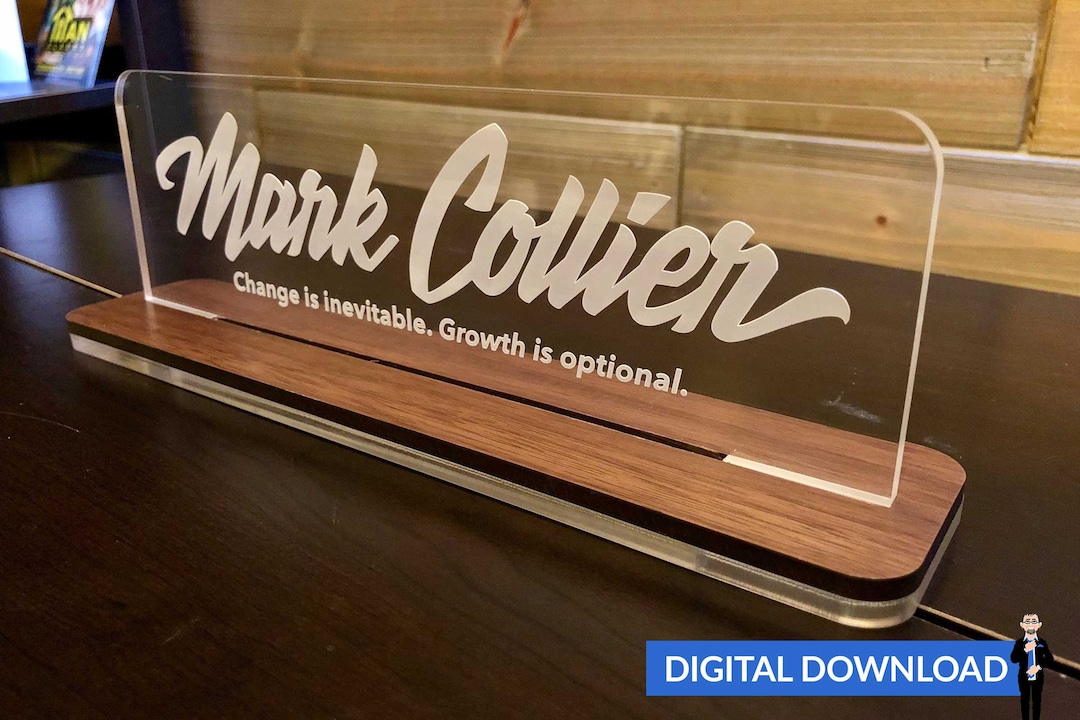 Desk Name Plate With Acrylic and Wood Base - Pdf+svg Laser Cut Files ...
