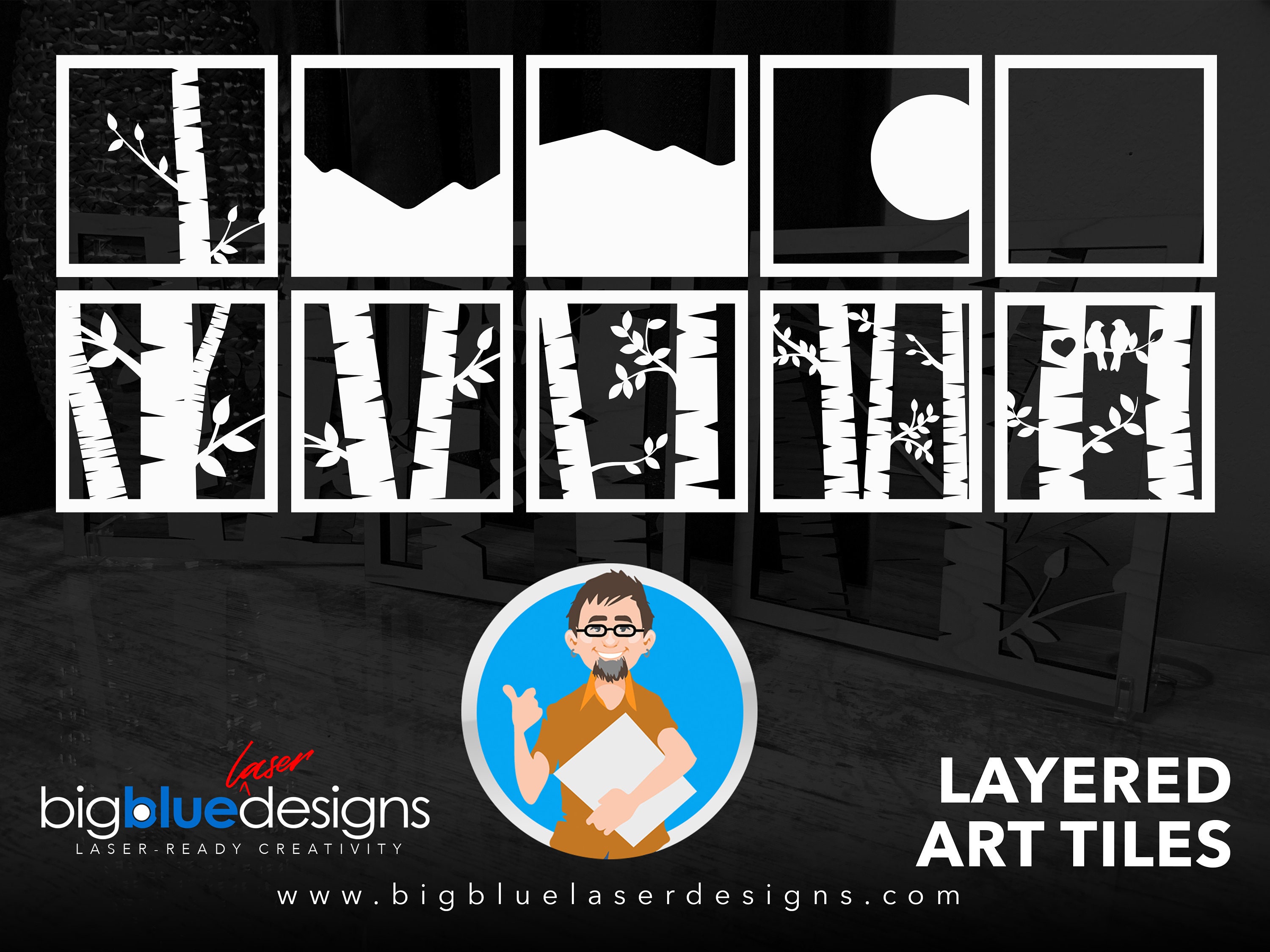 10 Layered Art Tiles (9.5"x9.5") - SVG Laser Cut File - INSTANT ...