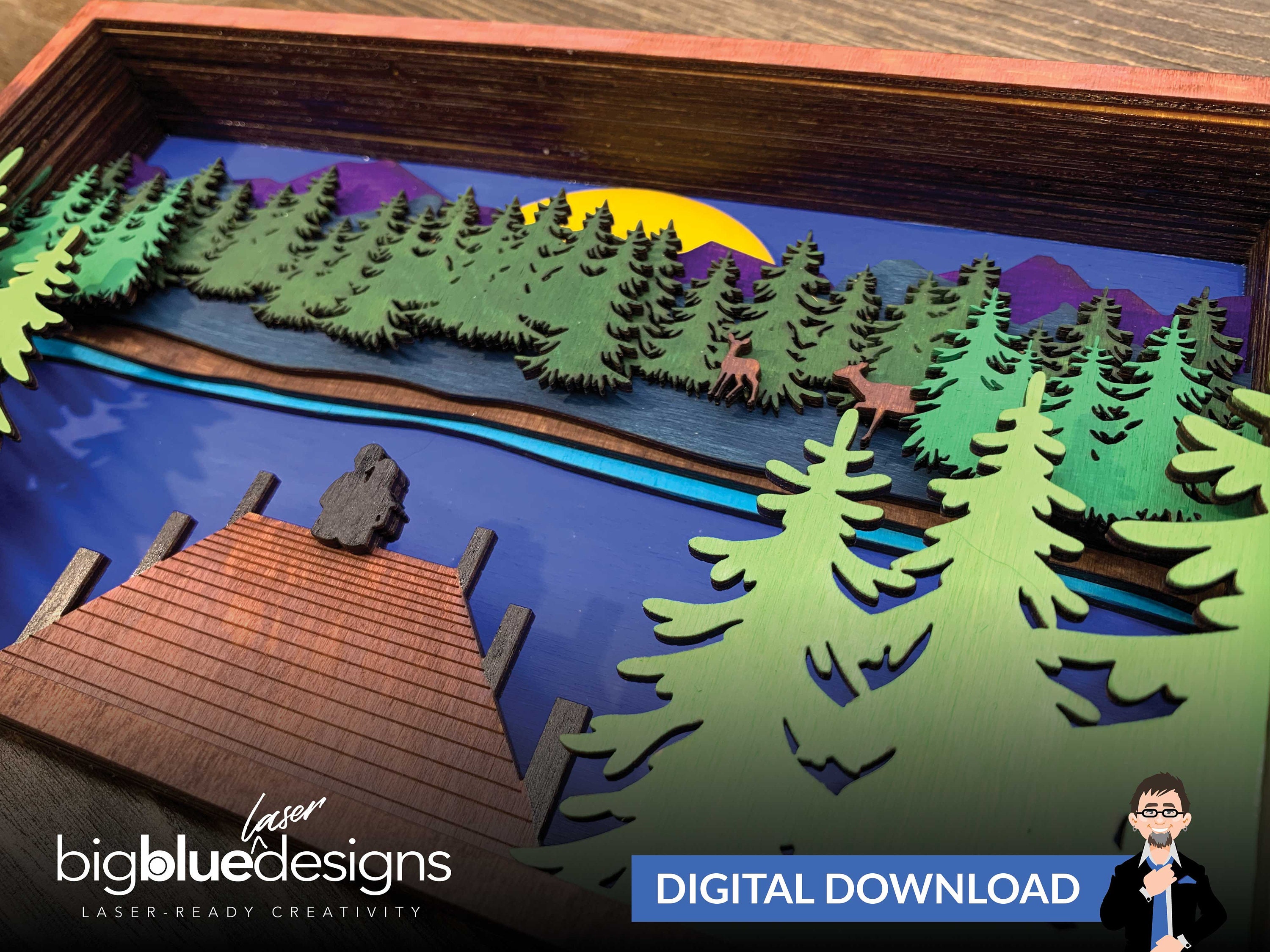 Layered Lake and Dock Scene - Ai, Svg, Pdf, Dxf Laser-ready Cut Files ...