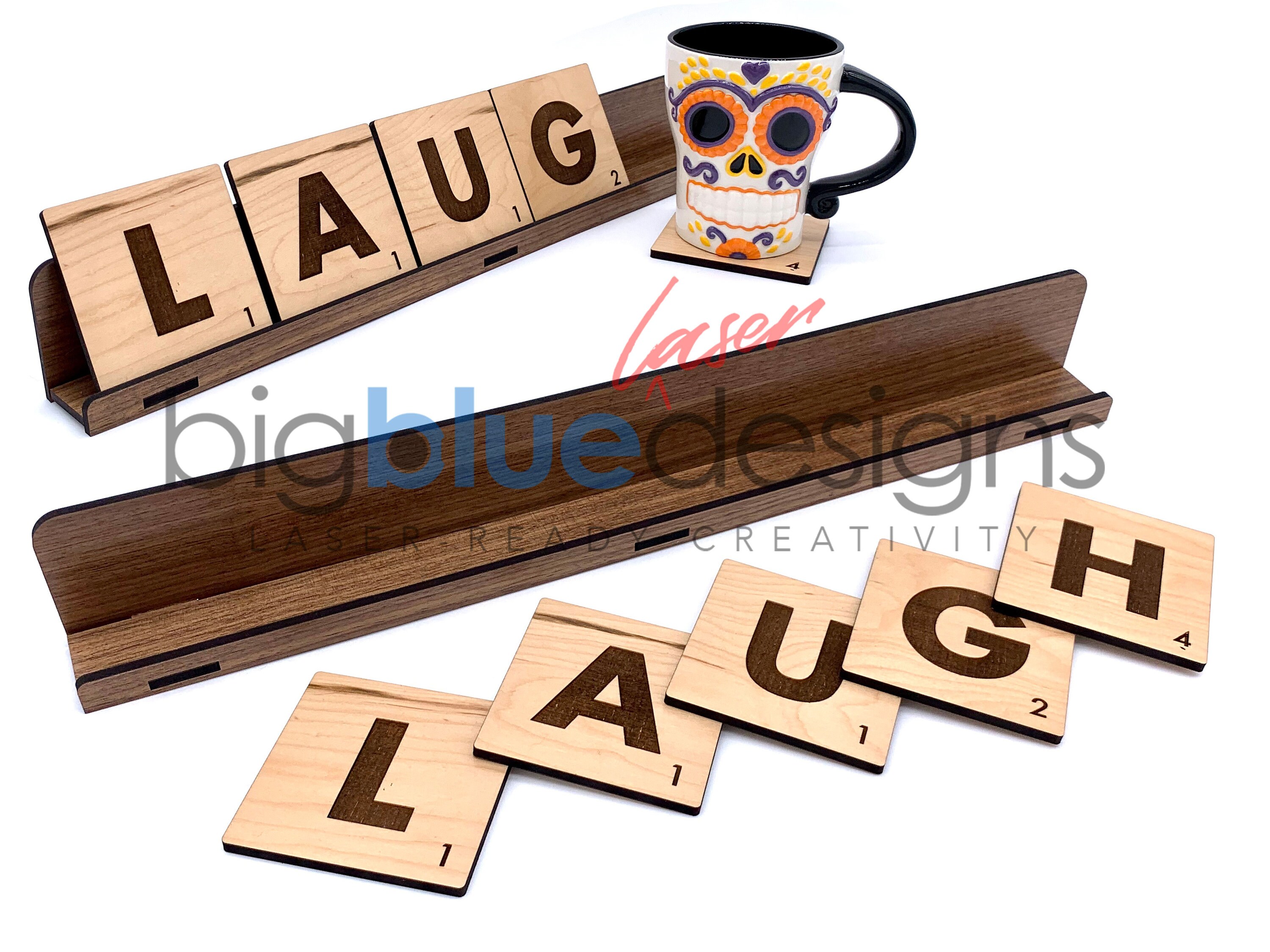 Scrabble Style Coasters With Tile Rack - Pdf+svg Laser Cut Files ...