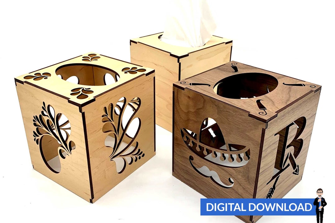 Tissue Box Cover (2 Designs Included) - SVG+PDF+EPS Laser Cut File ...