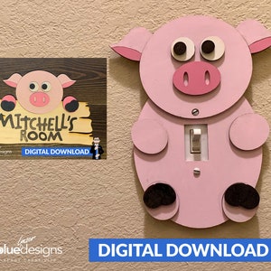 Baby Pig Name Sign + Light Switch Cover - Ai, SVG, PDF, DXF - Digital ...