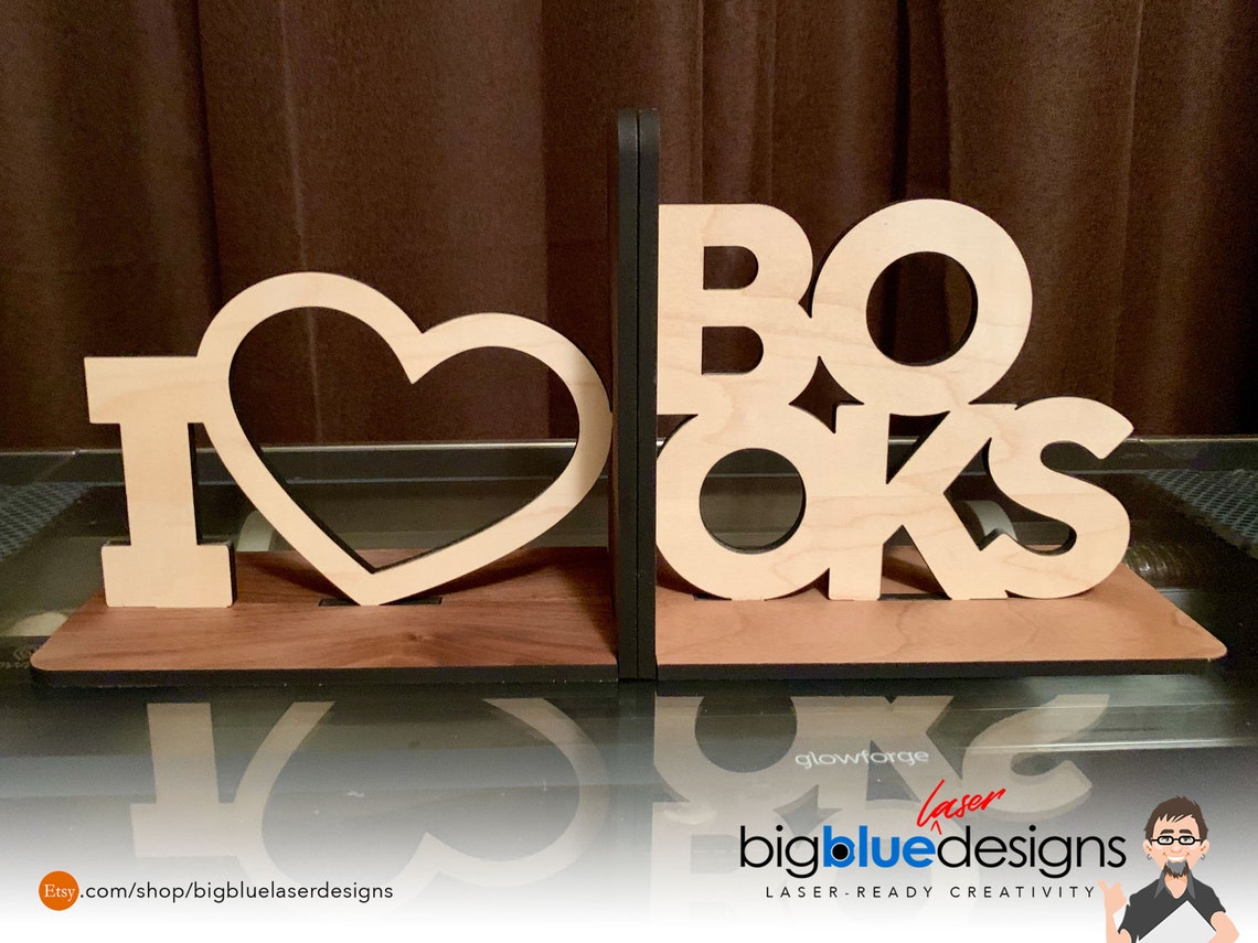 I Love Books Bookends SVG Laser Cut File INSTANT DOWNLOAD - Etsy