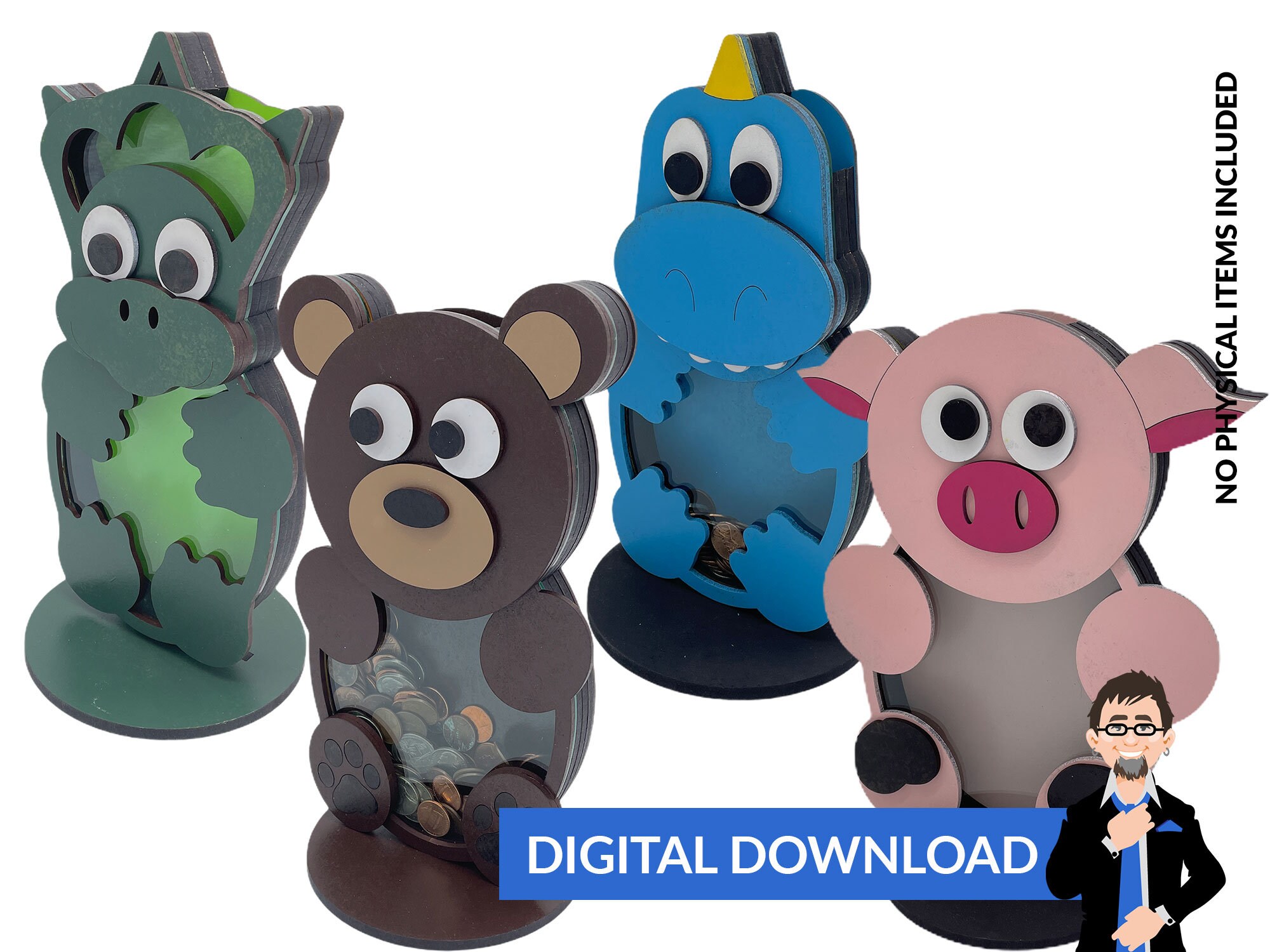 Baby Animal Bank Set (13 Designs Included!) - Ai + Pdf + Svg + Dxf ...