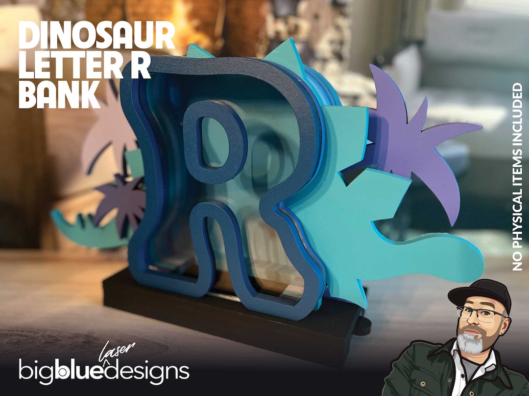 Dinosaur Letter R Bank (letter R Only) - Ai, Svg, Pdf, Dxf Formats - No ...