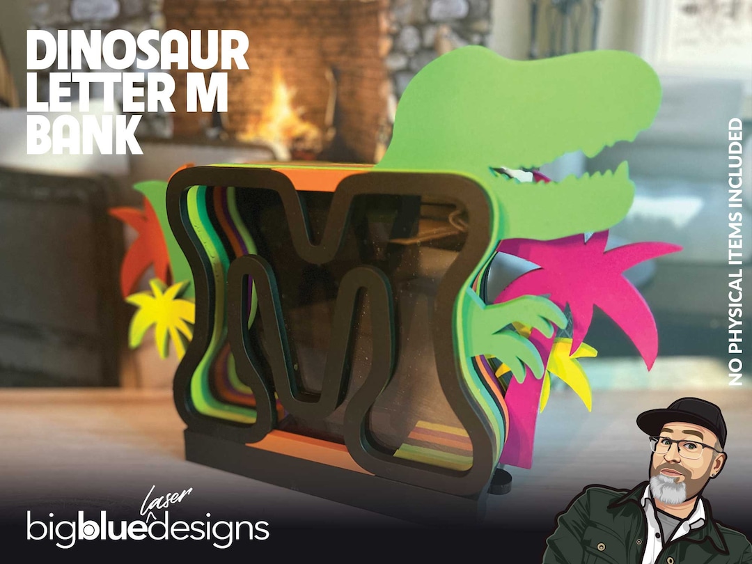 Dinosaur Letter M Bank (letter M Only) - Ai, Svg, Pdf, Dxf Formats - No ...