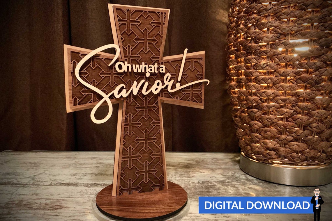 Engraved 2-layer Cross With Layered Base SVG Laser-ready Cut - Etsy