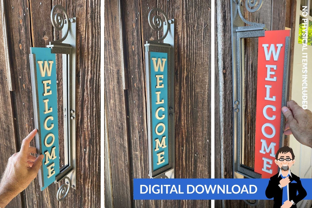Vertical Welcome Sign - Ai + Pdf + Svg + Dxf - Instant Download (no ...