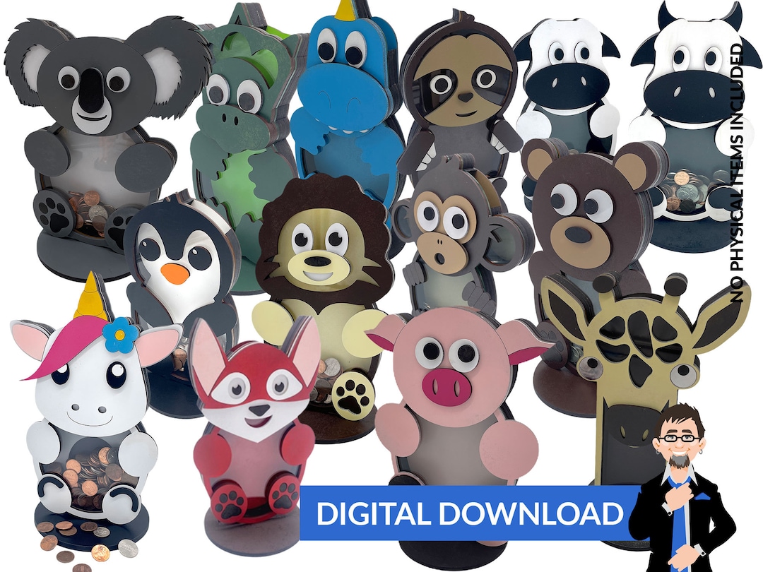 Baby Animal Bank Set (13 Designs Included!) - Ai + Pdf + Svg + Dxf ...