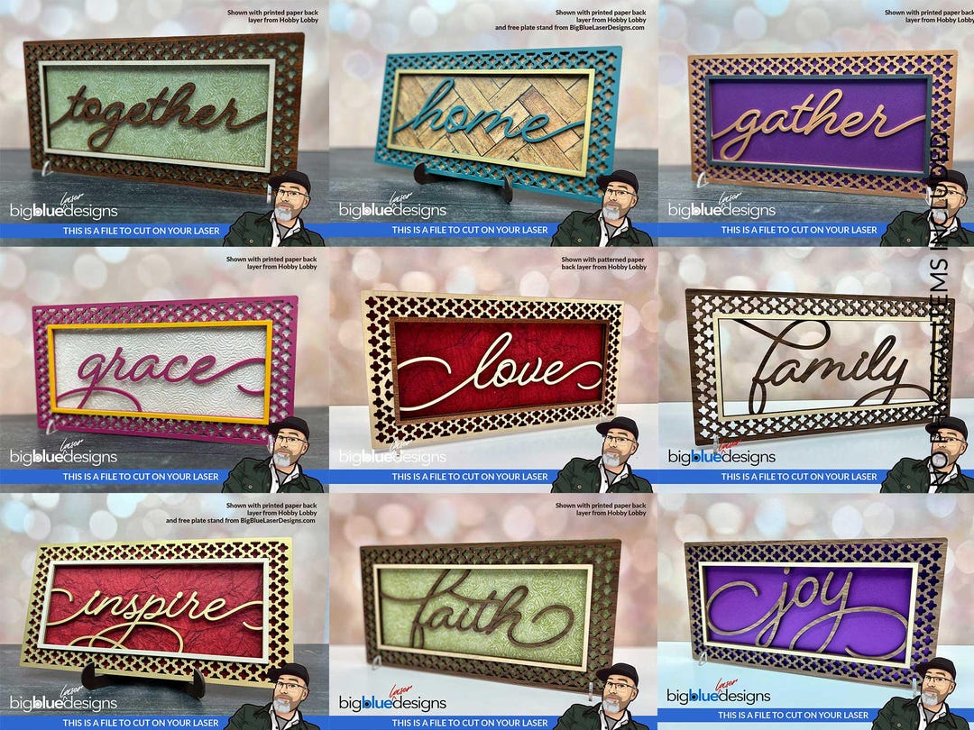 Set of (14) Decorative Word Frames - Ai, Svg, Pdf, Dxf, Eps Formats ...