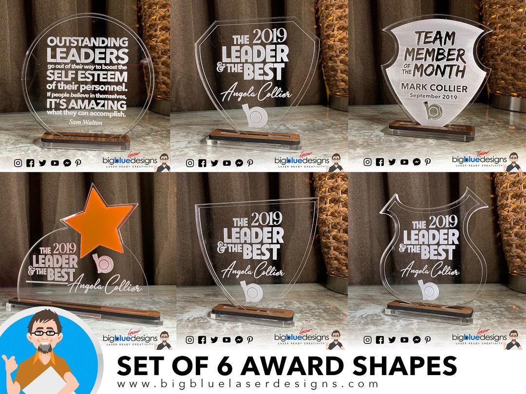Set of 6 Award Shapes With Bases - SVG Laser Cut File - INSTANT ...