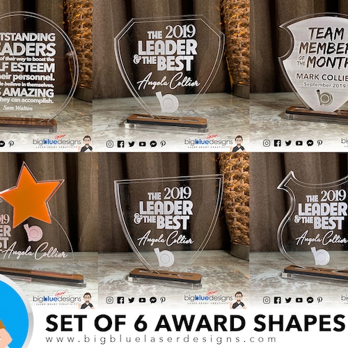 6 Award Shapes 4 Bases SVG Laser-ready Files INSTANT | Etsy