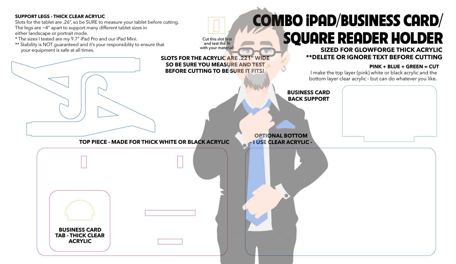 Tablet Square Reader Business Card Holder SVG Laser Cut - Etsy