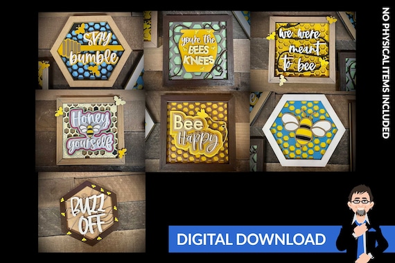 Bee Themed 8 Inch Sign Set 7 Sign Designs Ai Pdf Svg | Etsy