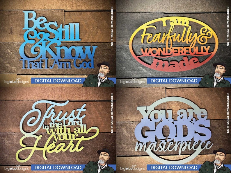 Set of 12 Faith Themed Signs - Ai, SVG, PDF, DXF Formats - Digital ...