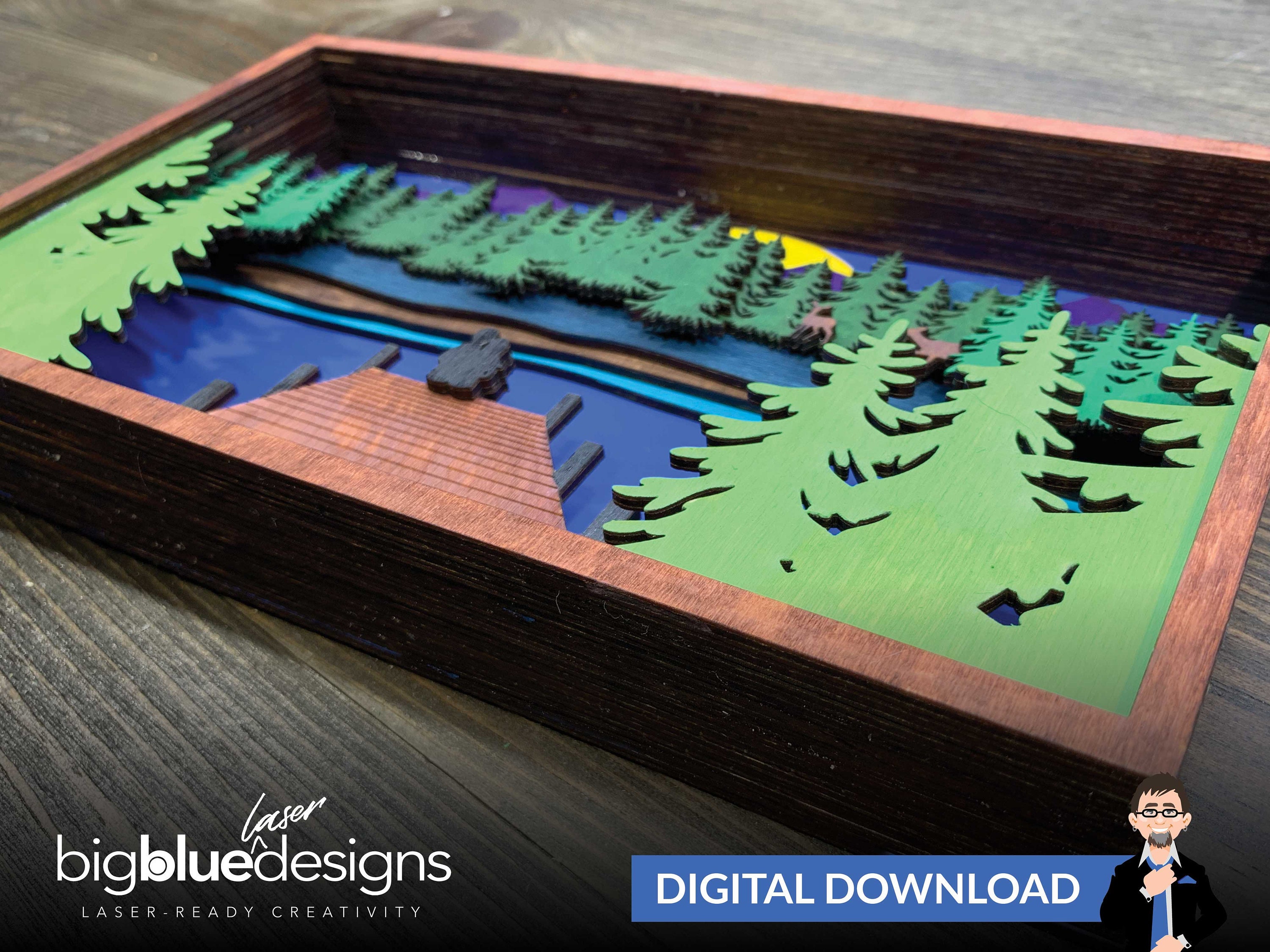 Layered Lake and Dock Scene - Ai, Svg, Pdf, Dxf Laser-ready Cut Files ...