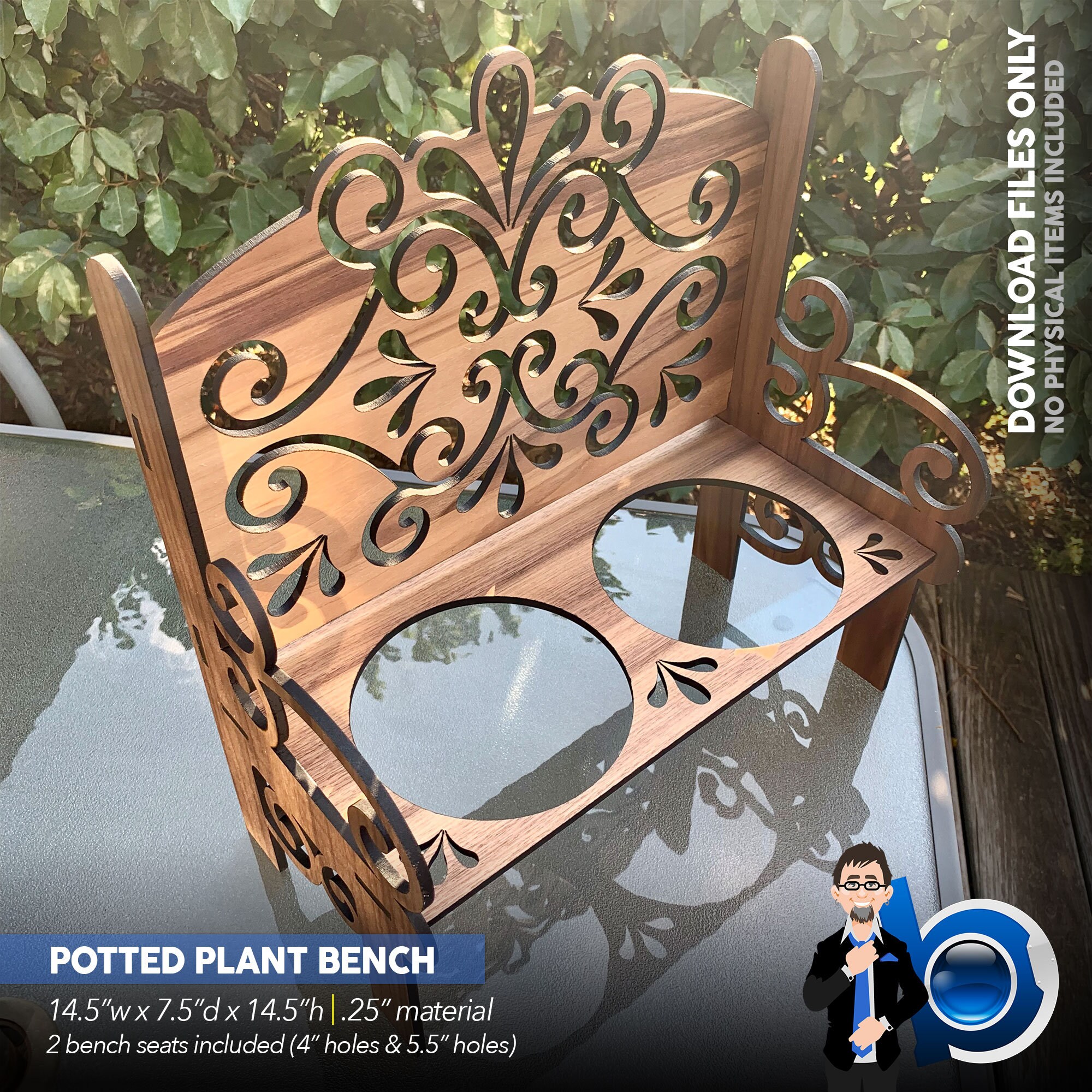 Decorative Plant Display Bench - Pdf+svg Laser Cut Files - INSTANT ...
