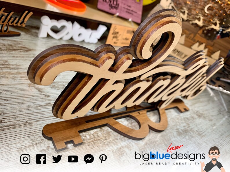 Thankful Sign (with Stand or Hanging Options) - SVG Laser-ready Cut ...