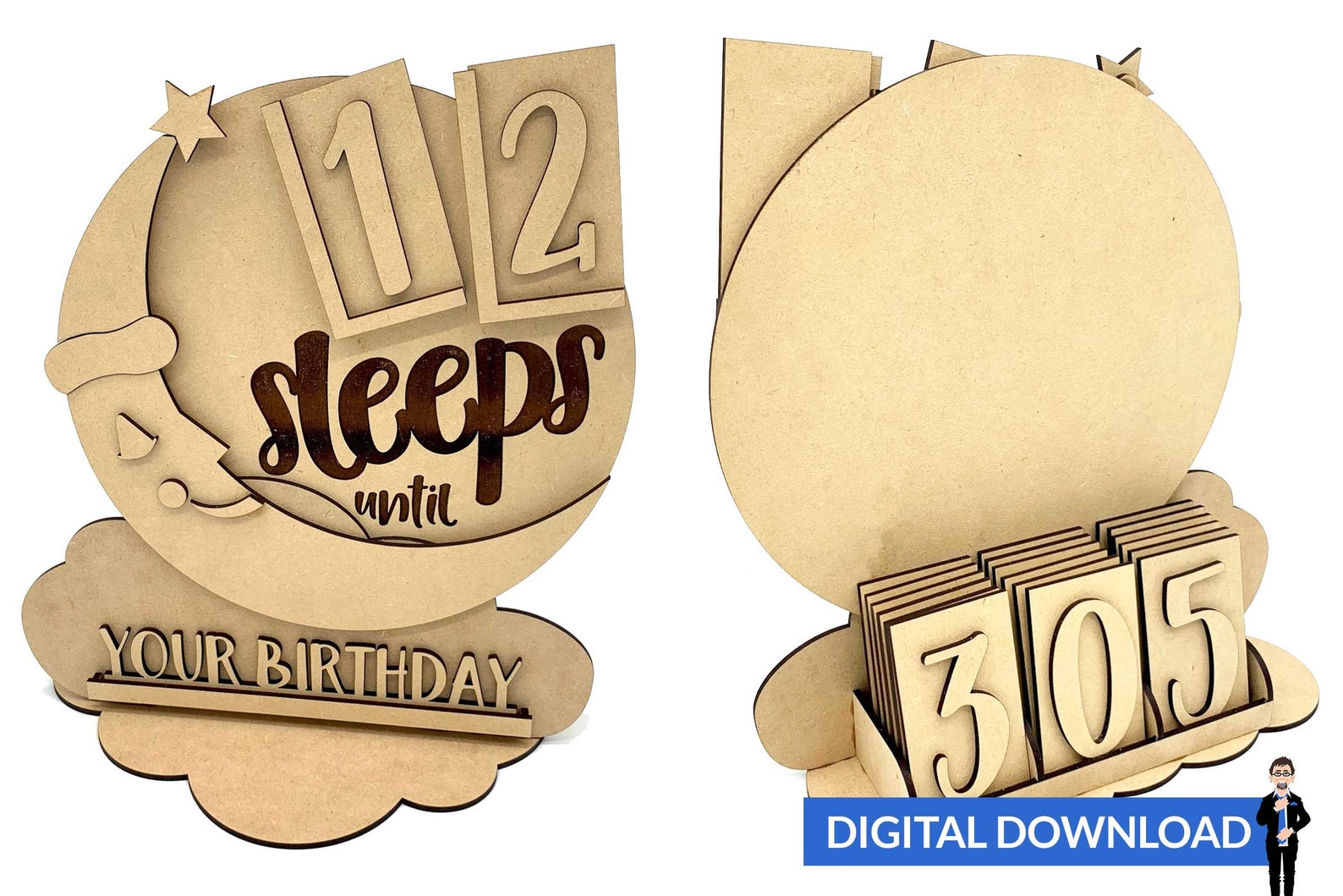 Sleeps Until Countdown Svg Laser-ready Cut Files INSTANT - Etsy