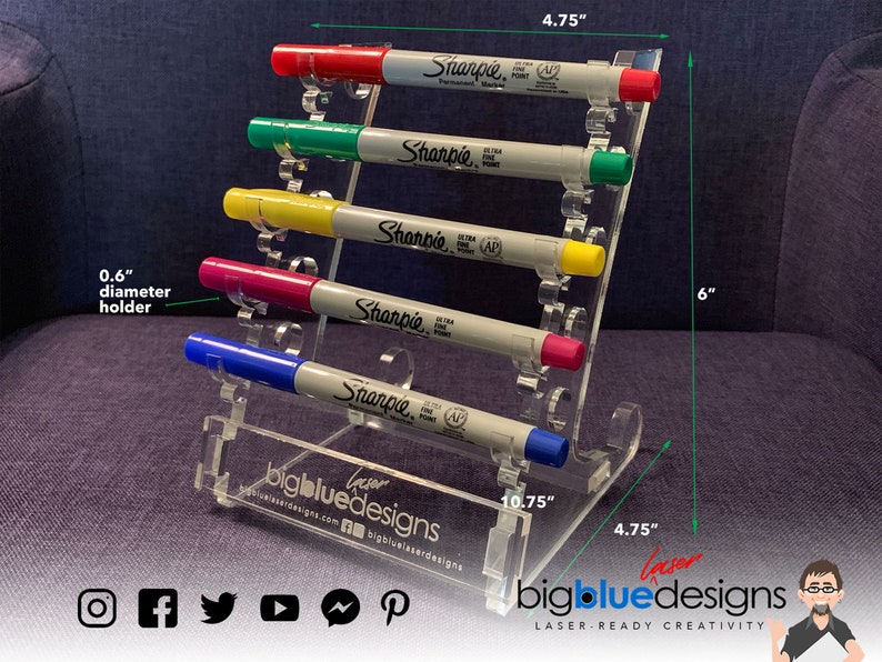 Pen Display Holder 5 Pens SVG Laser Cut File INSTANT - Etsy