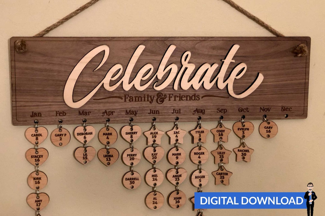 Birthday Calendar Pdfsvg Laser Cut Files INSTANT DOWNLOAD | Etsy