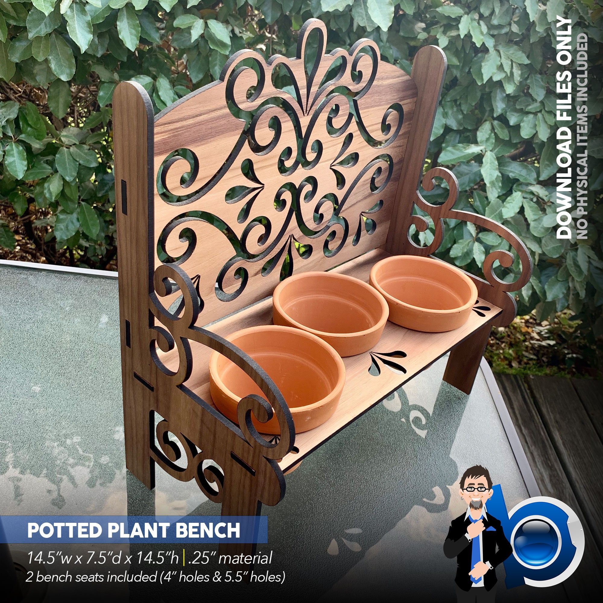 Decorative Plant Display Bench - Pdf+svg Laser Cut Files - INSTANT ...