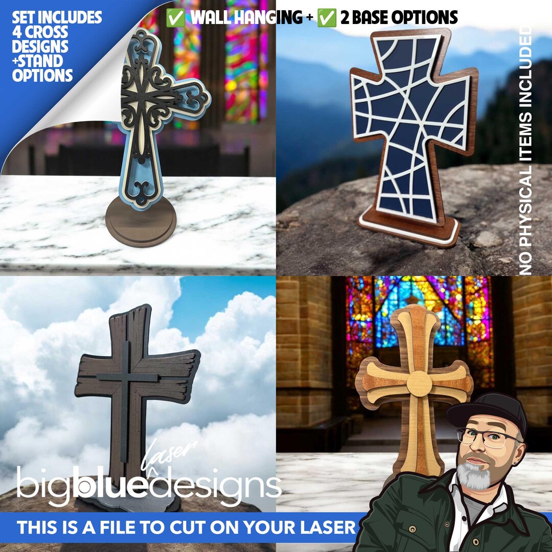 Layered Crosses (set of 4) - Ai, Svg, Pdf, Dxf Formats - No Physical ...