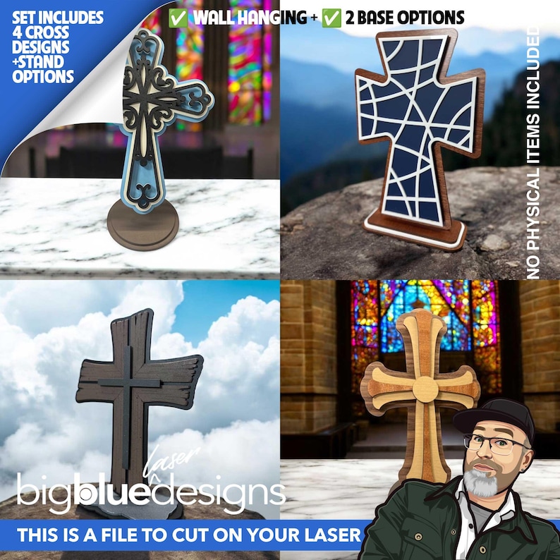 Layered Crosses (set of 4) - Ai, Svg, Pdf, Dxf Formats - No Physical ...