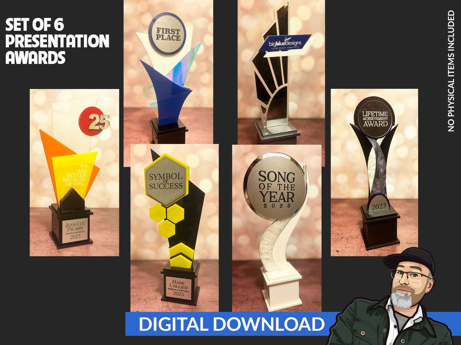 Set of 6 Presentation Awards - Ai, Svg, Pdf, Dxf Formats - No Physical ...