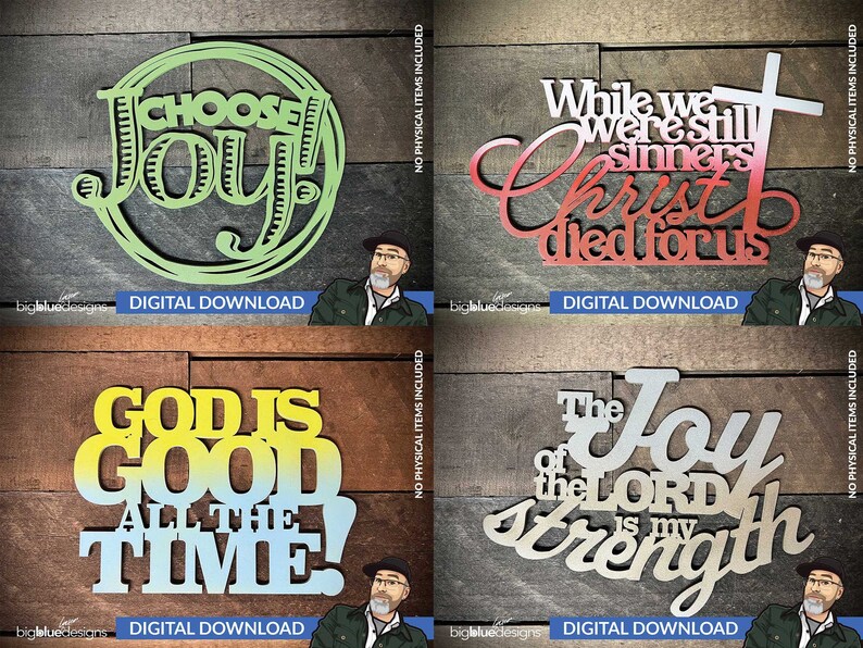 Set of 12 Faith Themed Signs - Ai, SVG, PDF, DXF Formats - Digital ...