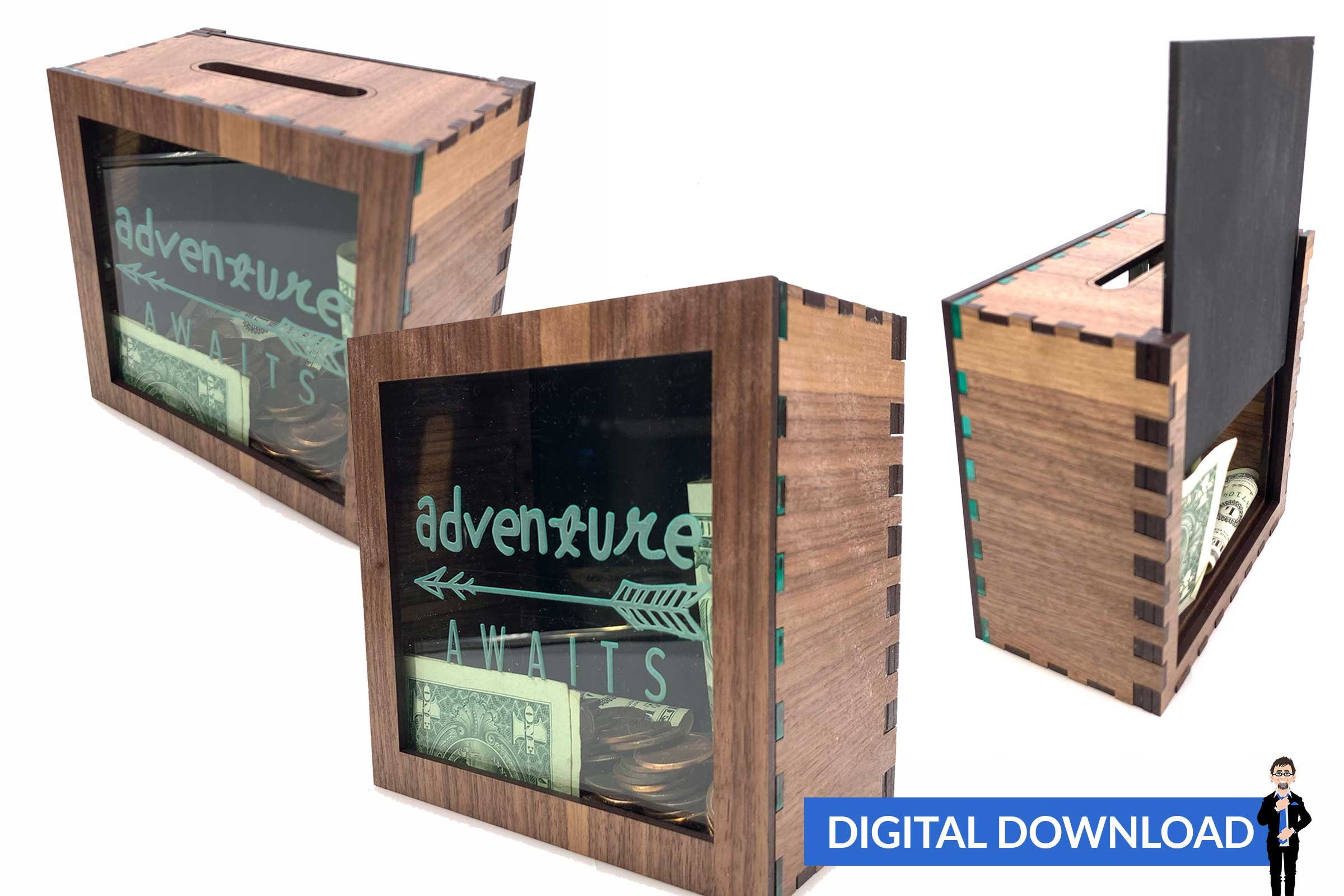 Bank With Sliding Lid 2 Versions Ai Svg Pdf Laser-ready | Etsy