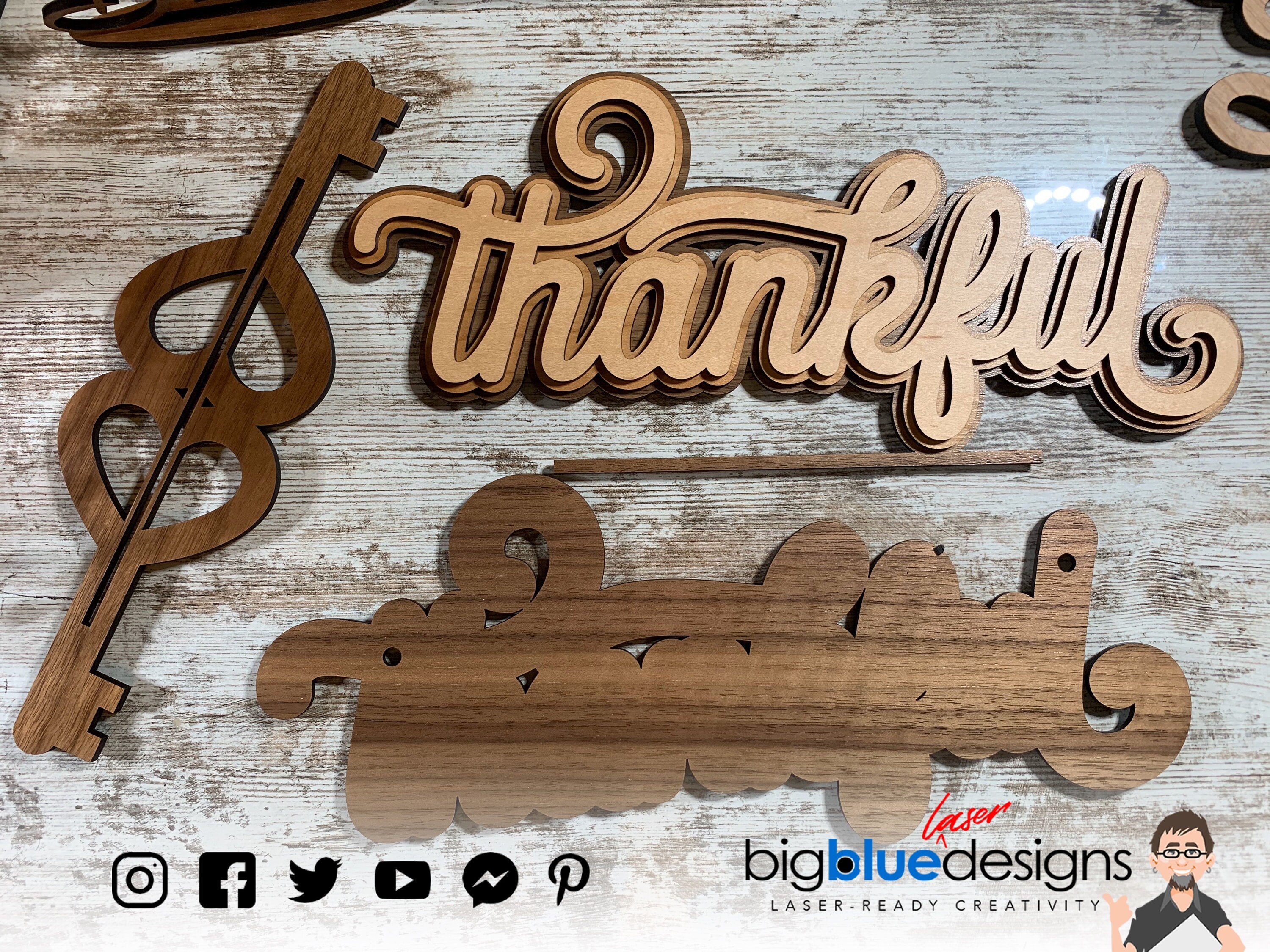 Thankful Sign (with Stand or Hanging Options) - SVG Laser-ready Cut ...