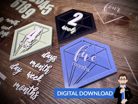 Baby Milestones diamond Ai Pdf Svg Dxf Instant - Etsy UK