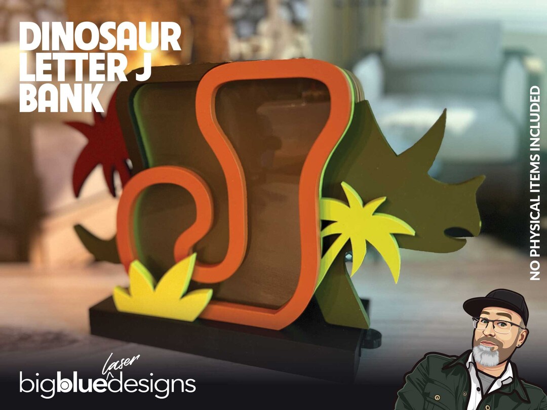 Dinosaur Letter J Bank (letter J Only) - Ai, Svg, Pdf, Dxf Formats - No ...