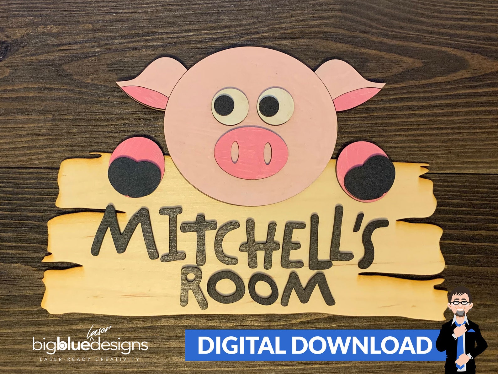 Baby Pig Name Sign Light Switch Cover Ai SVG PDF DXF - Etsy
