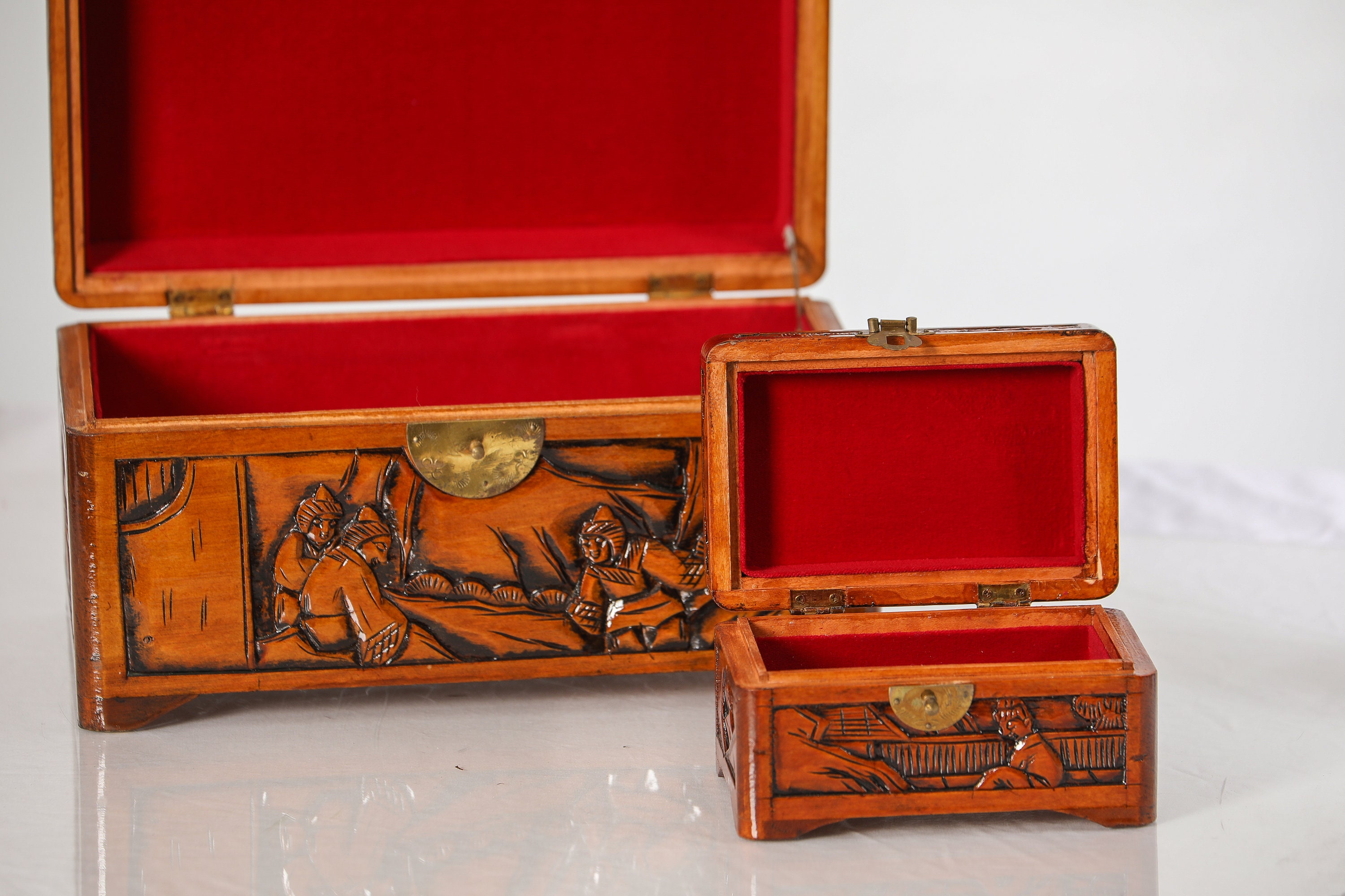 Collectibles Figurines & Knick Knacks Vintage Asian Style Wood Carved ...