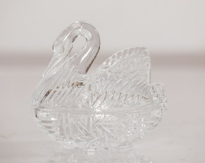 Clear Glass Swan Dish - Etsy