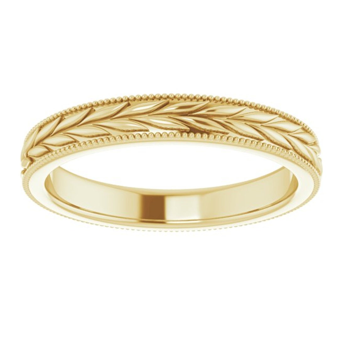 Roman Laurel Wedding Band 14k Yellow Gold, Wreath Wedding Band, Wheat ...