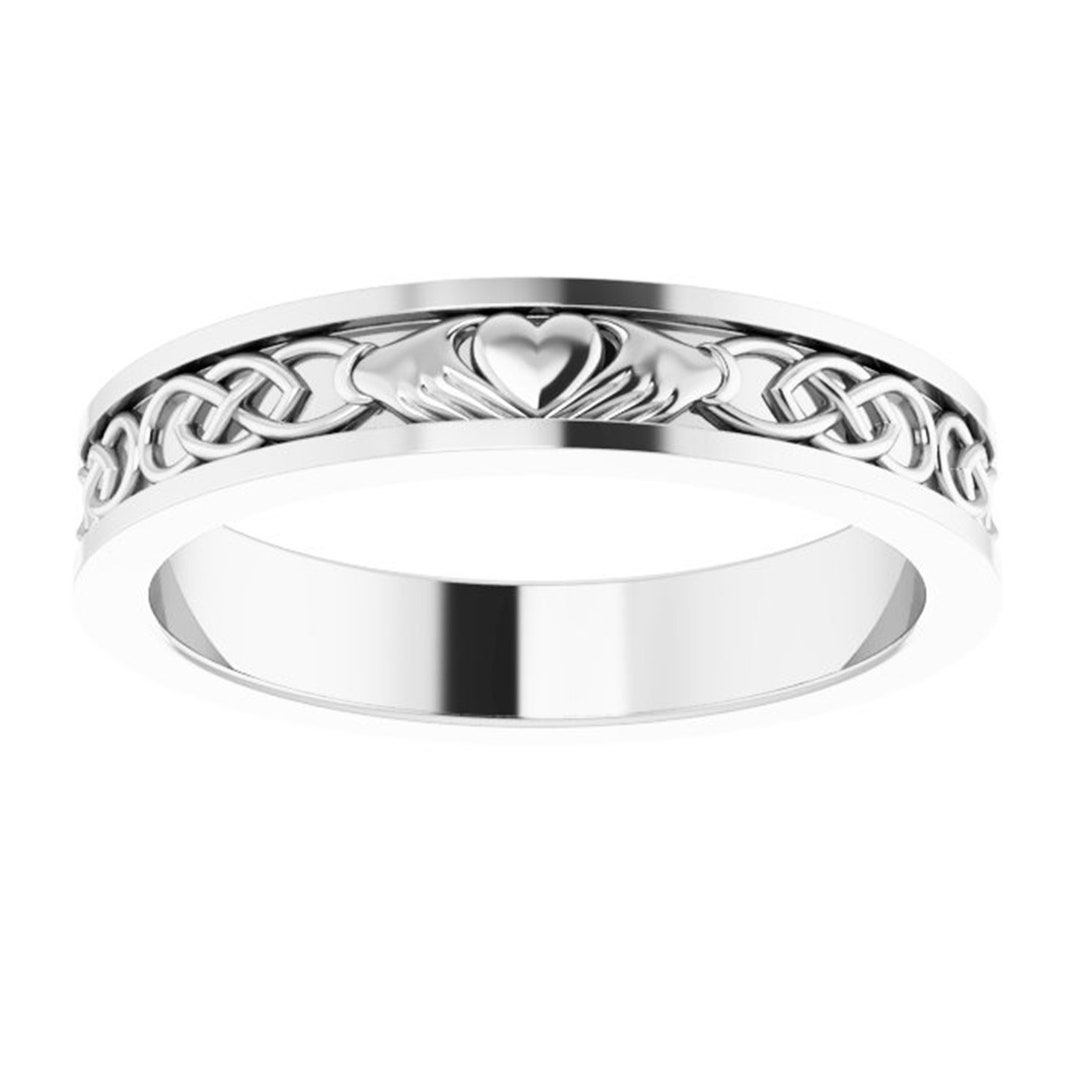 Claddagh Wedding Band Platinum, Claddagh Matching Band, Infinity His ...