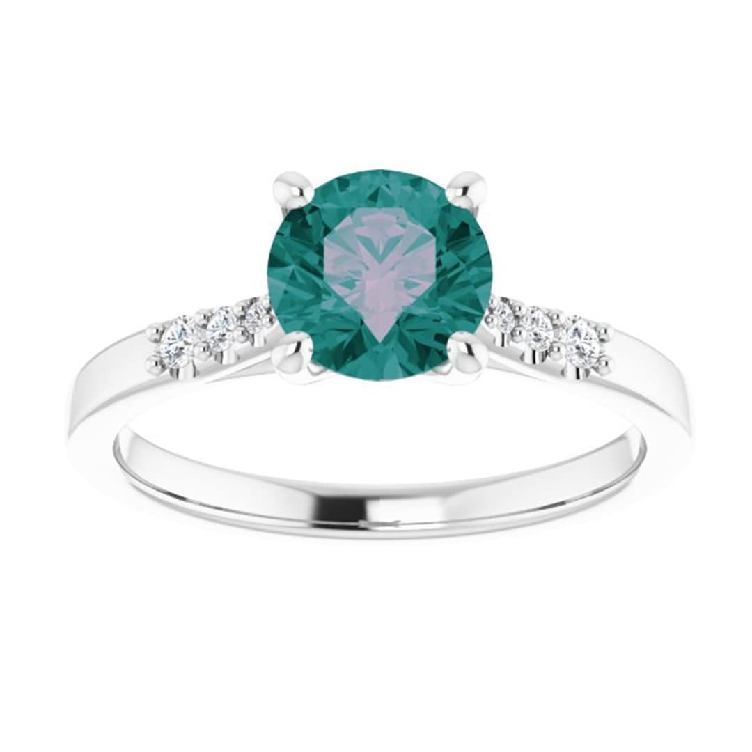 Cathedral Alexandrite Engagement Ring Platinum, Edwardian Blue Green ...