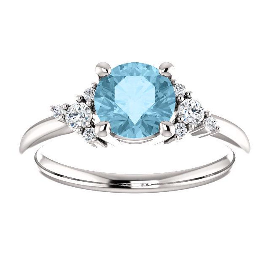 Scattered Sky Blue Topaz Engagement Ring Platinum, Scatter Swiss Blue ...