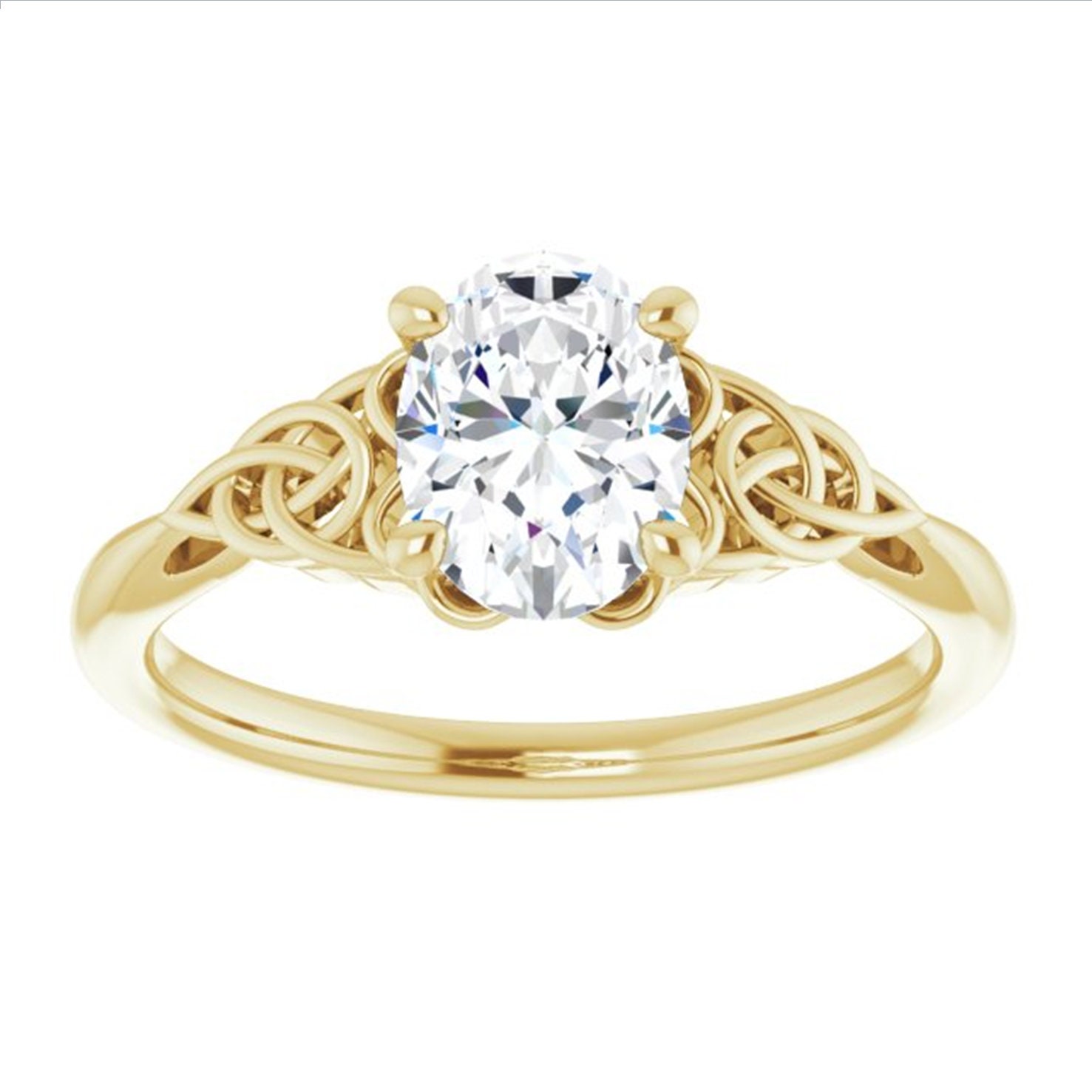 Celtic Knot Oval Engagement Ring 14k White Gold Irish Oval | Etsy