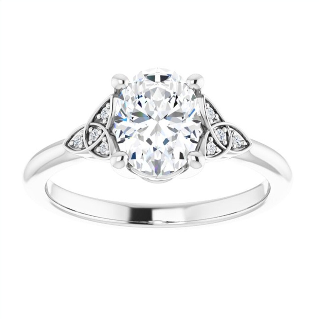 Celtic Oval Lab Diamond Engagement Ring Platinum, Irish Oval Lab Grown ...