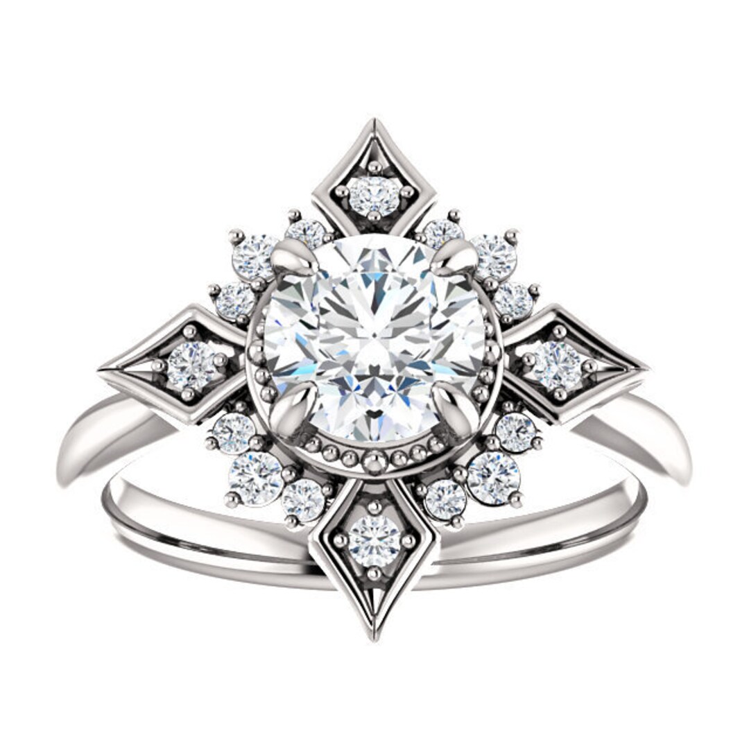 Selene Goddess Engagement Ring Platinum, Galaxy Diamond Ring, Lunar ...