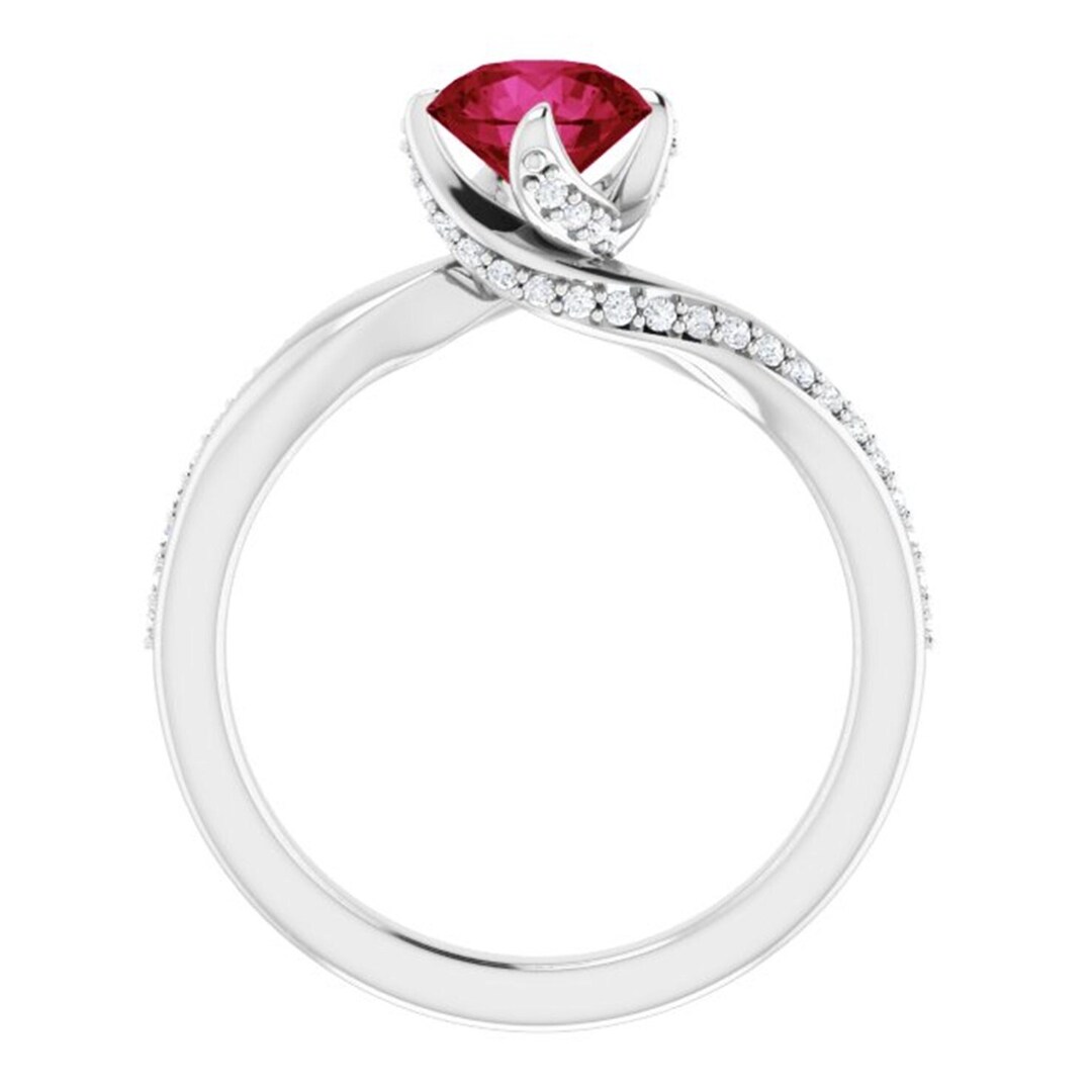 Lotus Ruby Engagement Ring Platinum, Twist & Swirl Ruby Diamond Ring ...