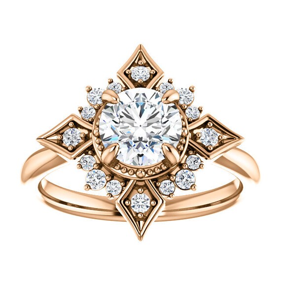 Selene Goddess Forever One Moissanite Engagement Ring 14k Rose | Etsy