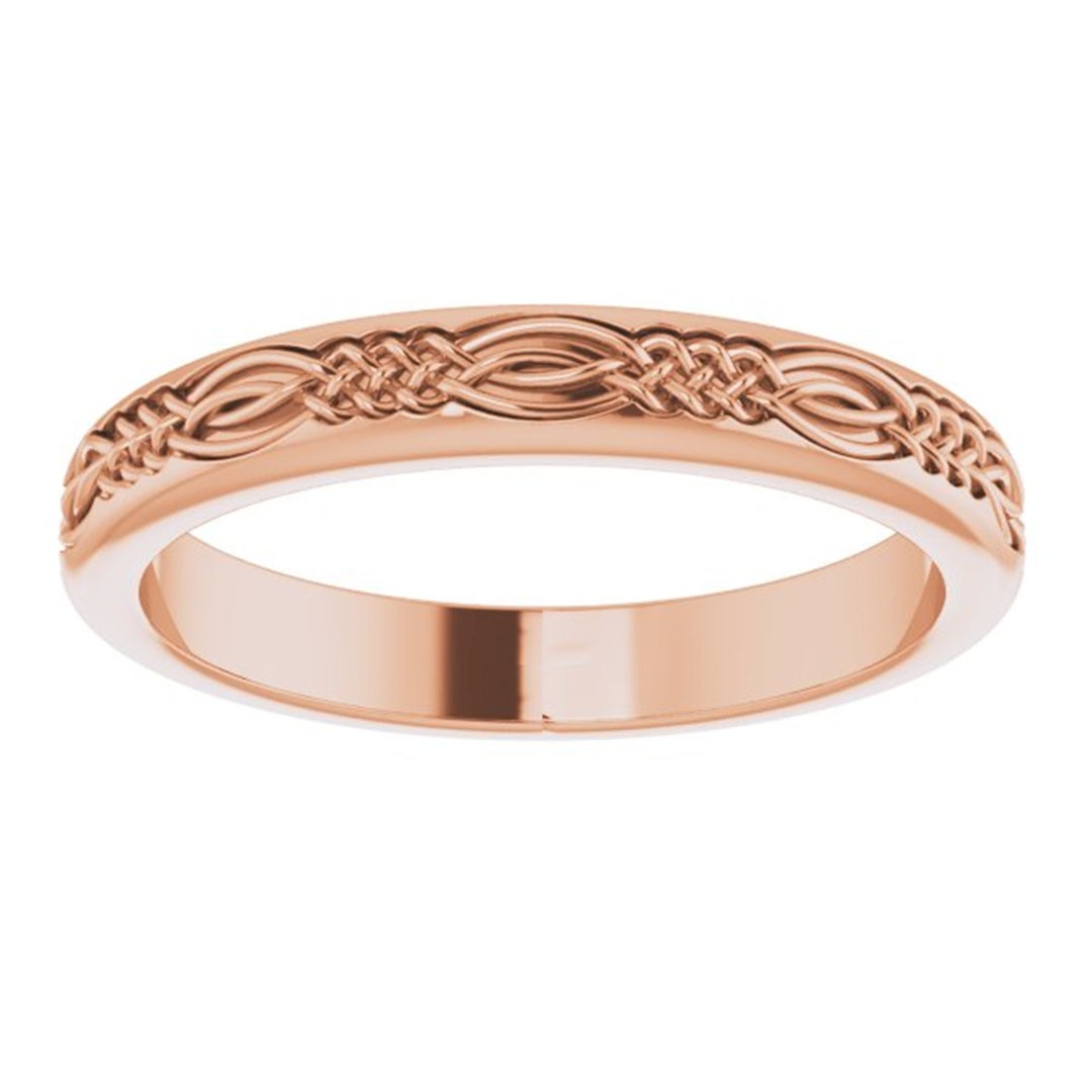 Trinity Wedding Band 14k Rose Gold, Irish Matching Band, Celtic Knot ...