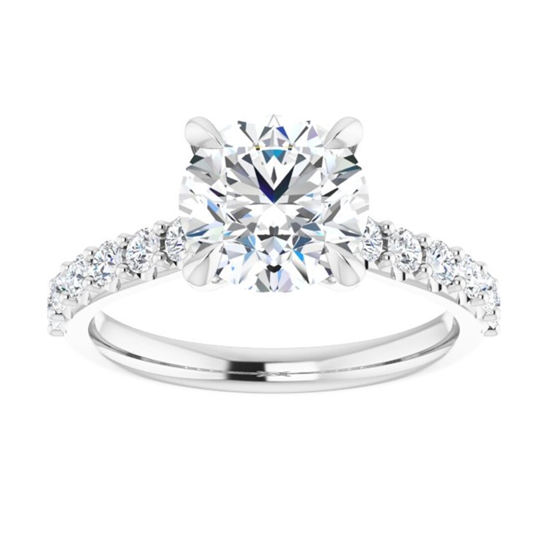 2 Carat Lab Diamond Cathedral Engagement Ring Platinum, Flush Lab Grown ...